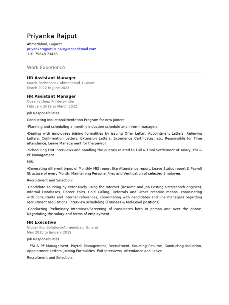 Resume Priyanka Rajput | PDF