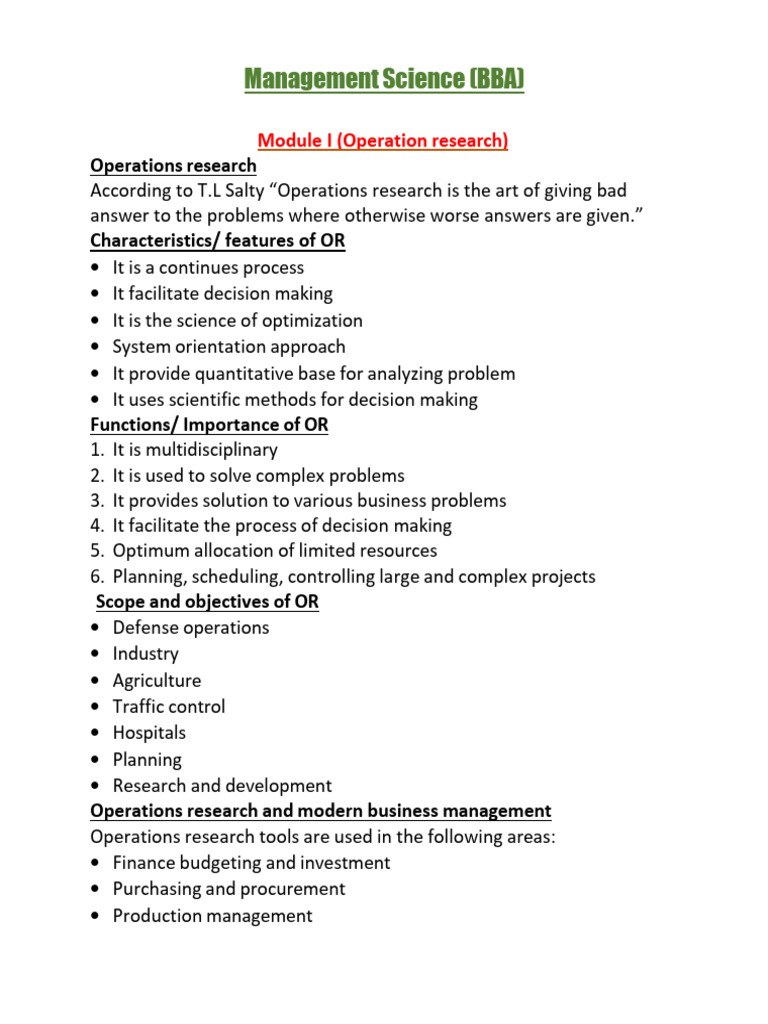 Management Science | PDF