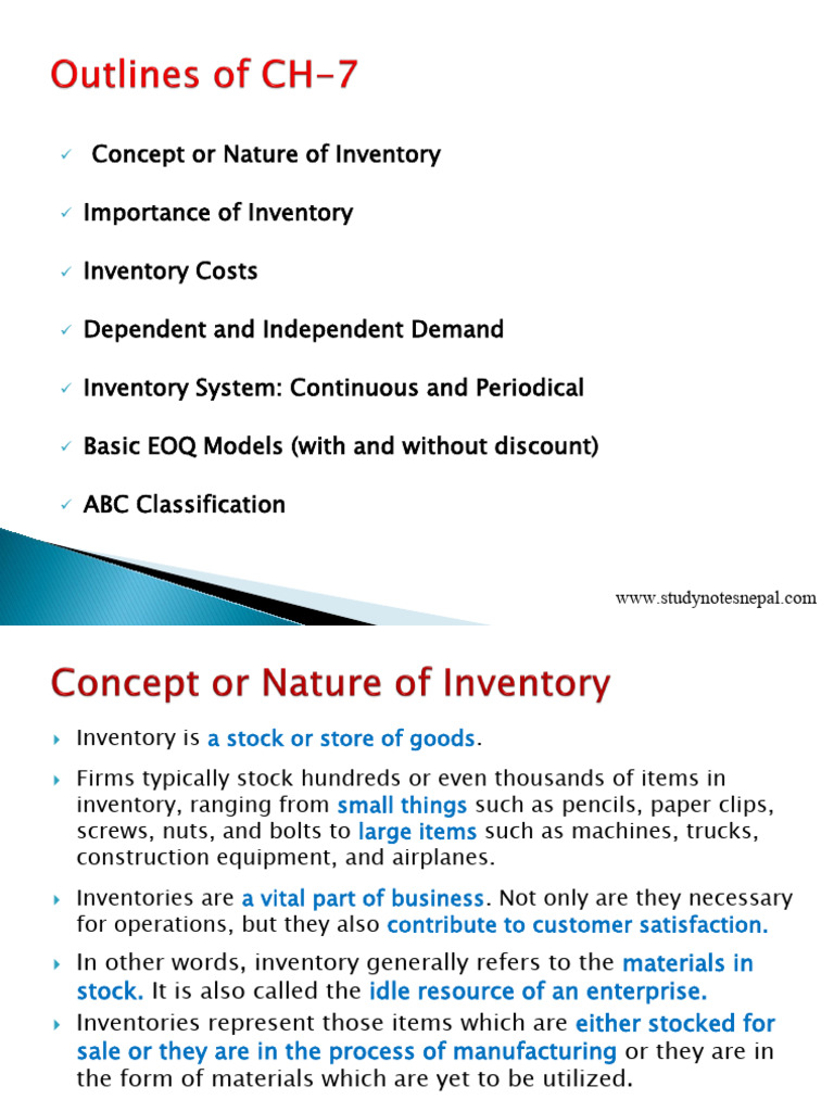 CH 7 Inventory Management | PDF | Inventory | Demand