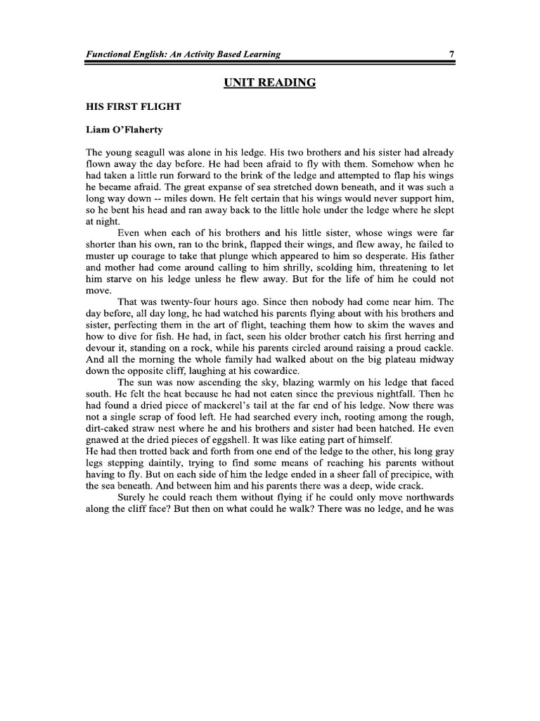 His First Flight - Short Story | PDF