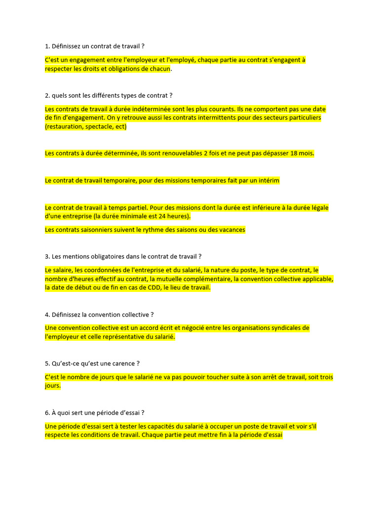 Fiche de Révision RH | PDF