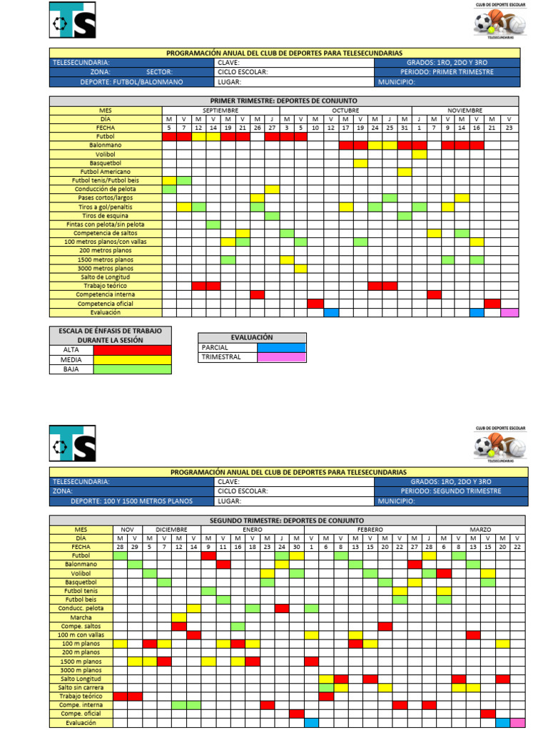 Programa Taller Deporte Escolar FJT | PDF