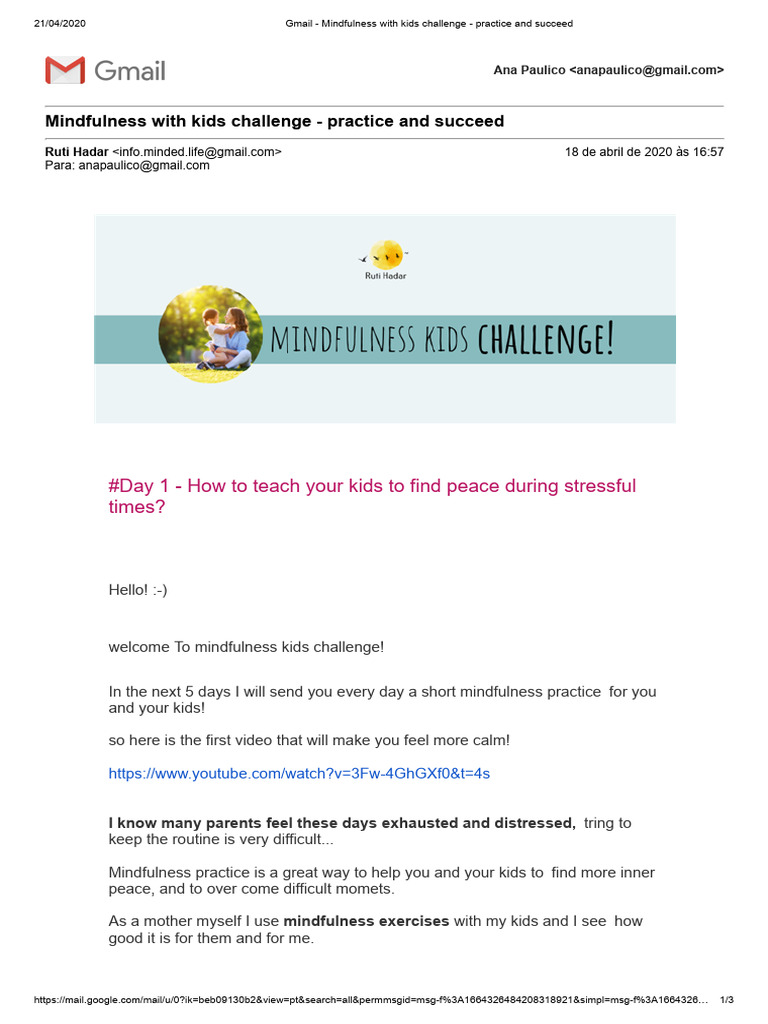 1 - Mindfulness With Kids Challenge - Practice and Succeed | PDF