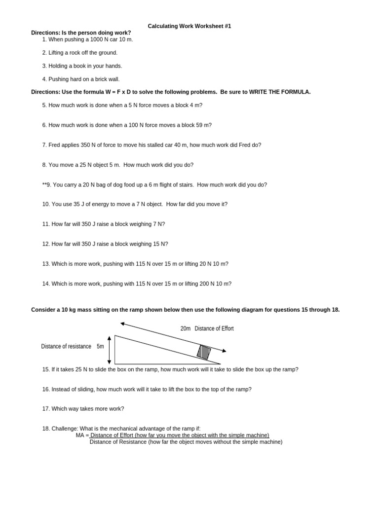Work Worksheet | PDF
