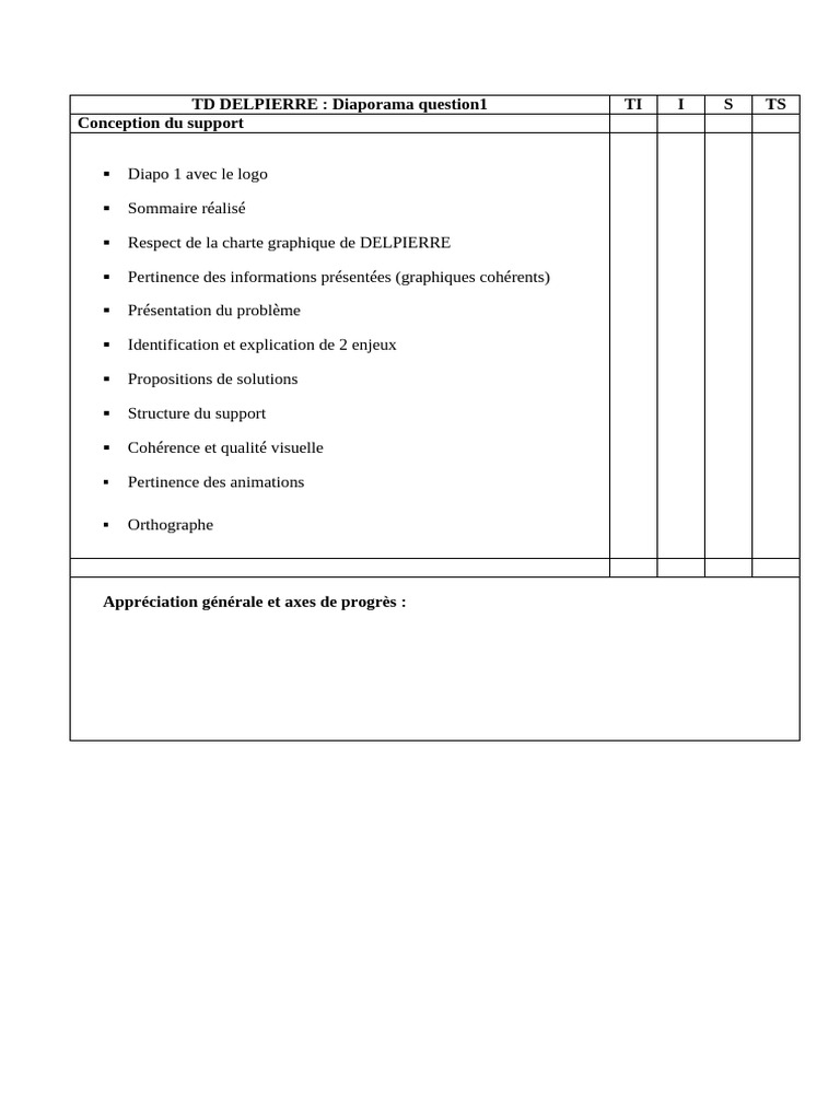 Grille D'évaluation Diapo 1 | PDF
