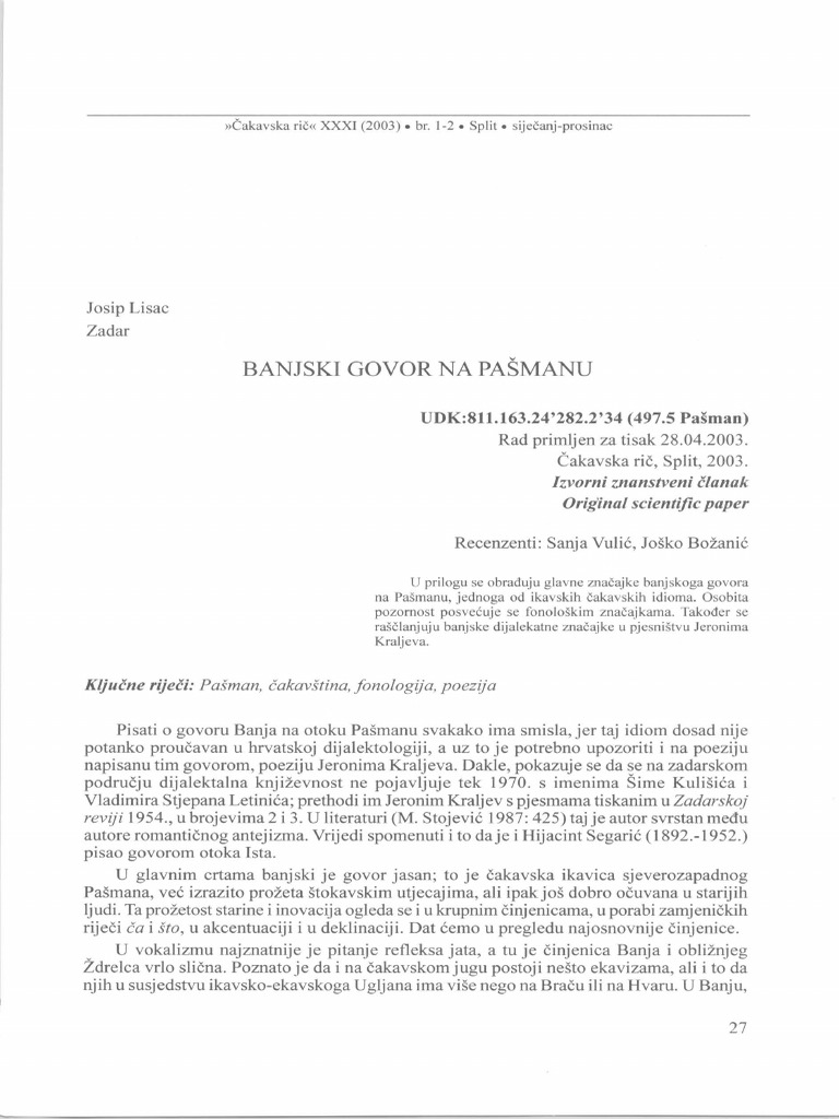 Josip Lisac Banjski | PDF