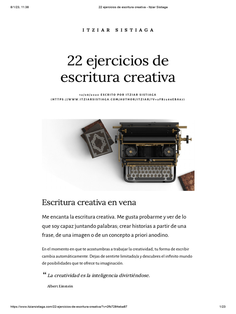 22 Ejercicios de Escritura Creativa - Itziar Sistiaga | PDF
