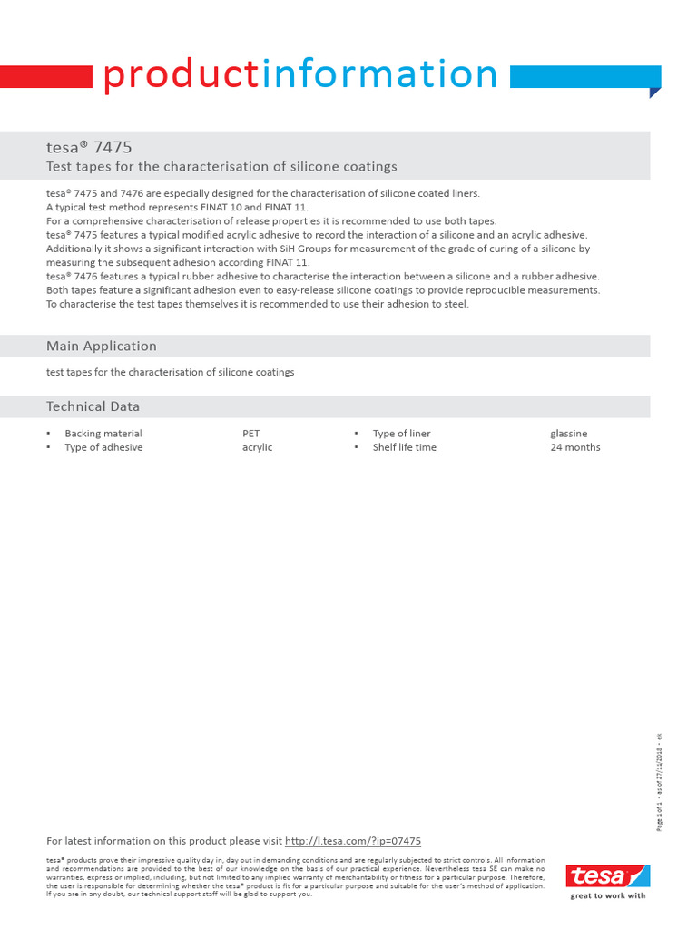 Tesa 7475 | PDF