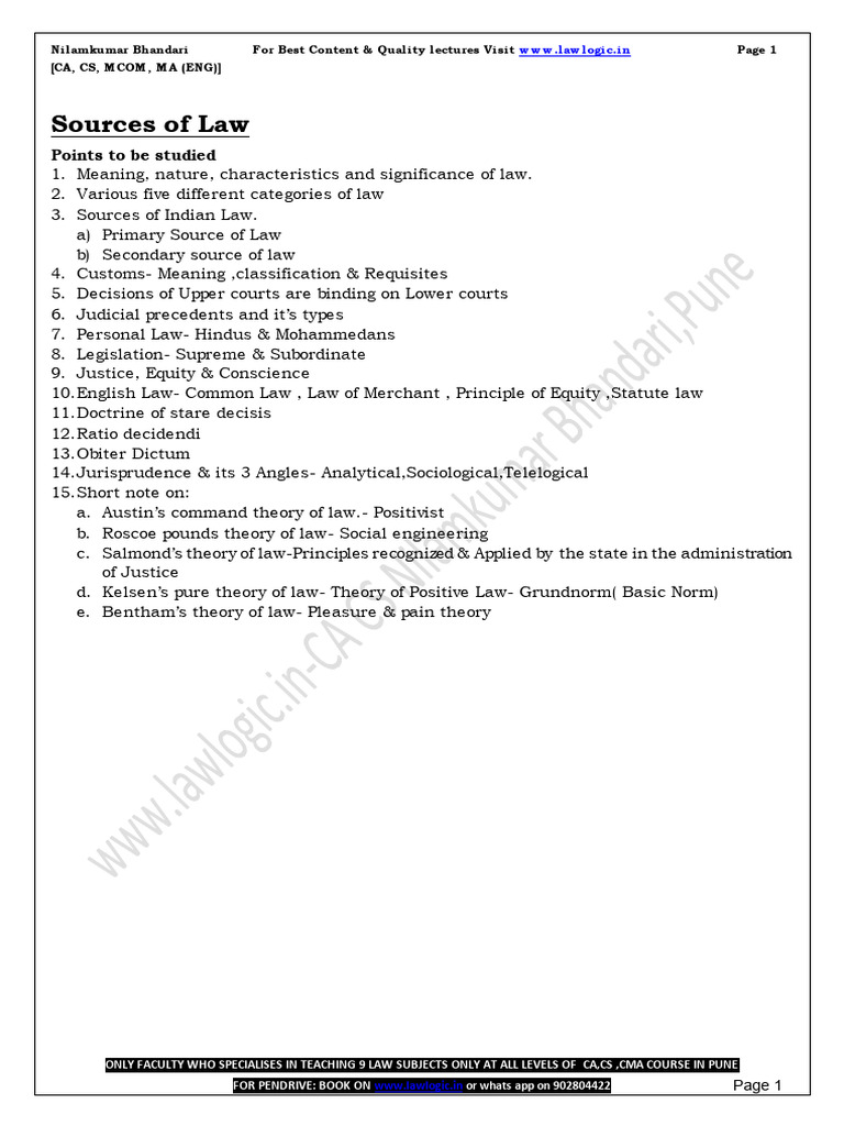 13 Sources of Law | PDF