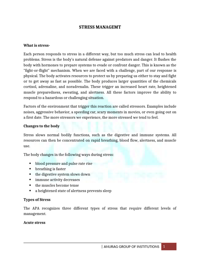 Stress Management | PDF