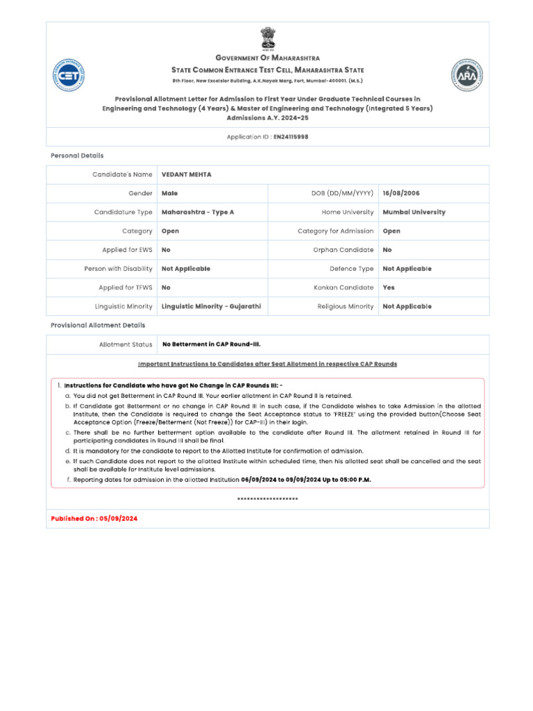 Provisional Allotment Letter | PDF