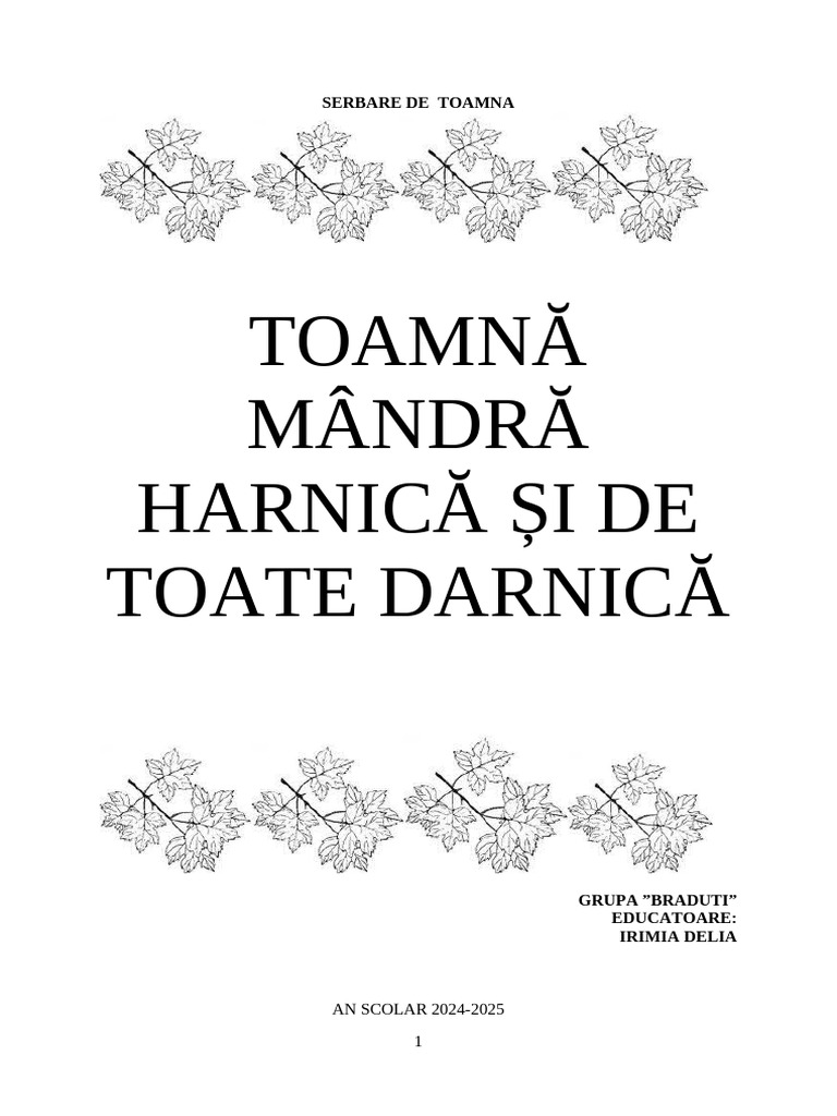 Serbare Toamna 2024 | PDF