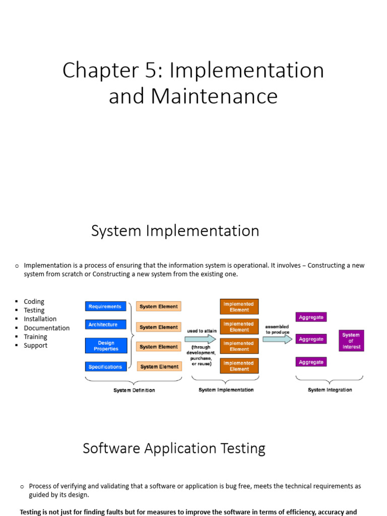 System analysis and Design Chapter 5 Implementation | PDF