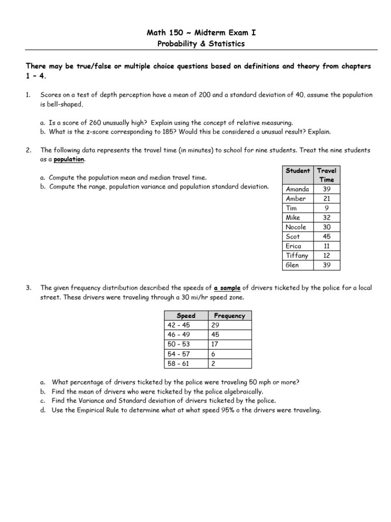 Math 150 Midterm Exam I MOCK | PDF