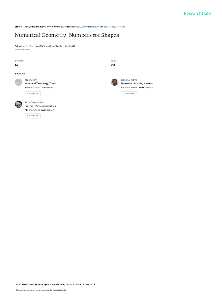 Numerical Geometry-Numbers For Shapes | PDF | Science & Mathematics