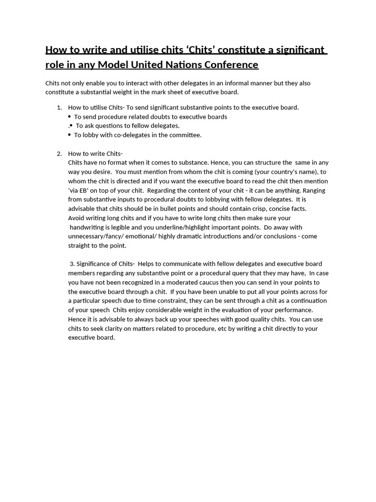 How To Write and Utilise Chits | PDF