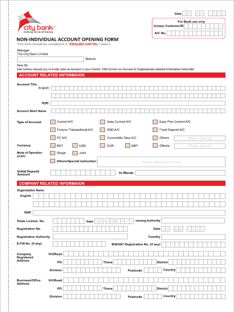 Non-Individual Account Opening Form Conventional | PDF