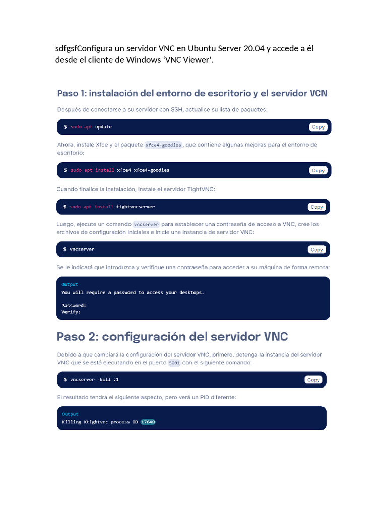 Sdfgsfconfigura Un Servidor VNC en Ubuntu Server 20.04 Y Accede A Él Desde El Cliente de Windows ...