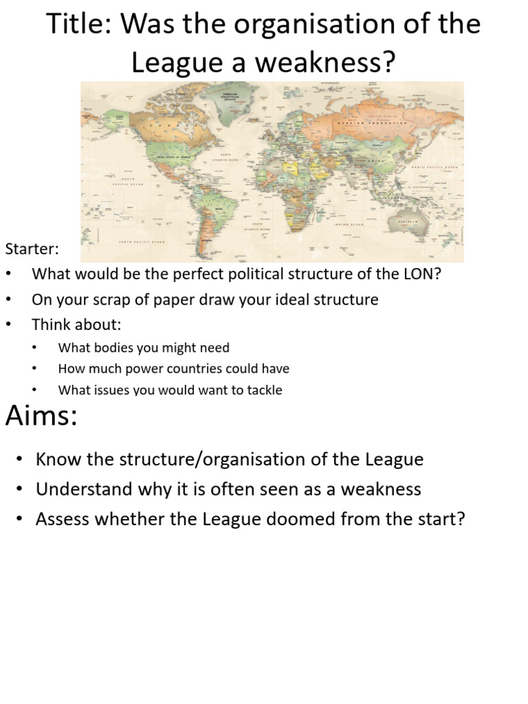 Lesson 2 - The Organisation of The League of Nations | PDF