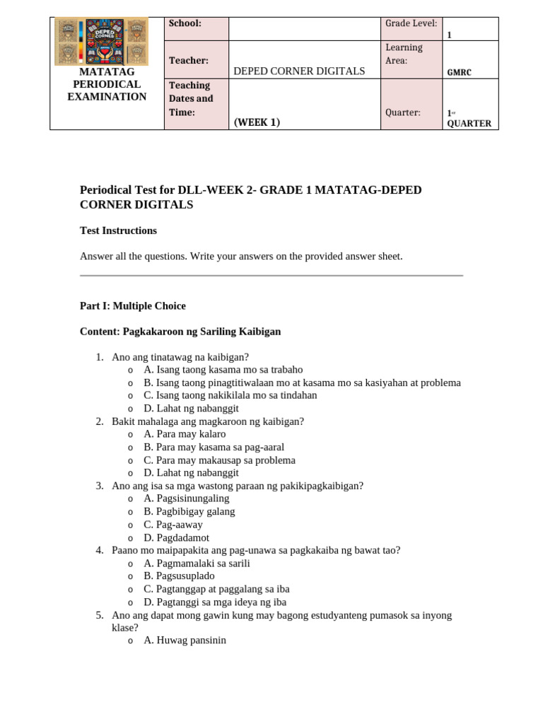 PT-WEEK 2-GMRC -DEPED CORNER DIGITALS | PDF