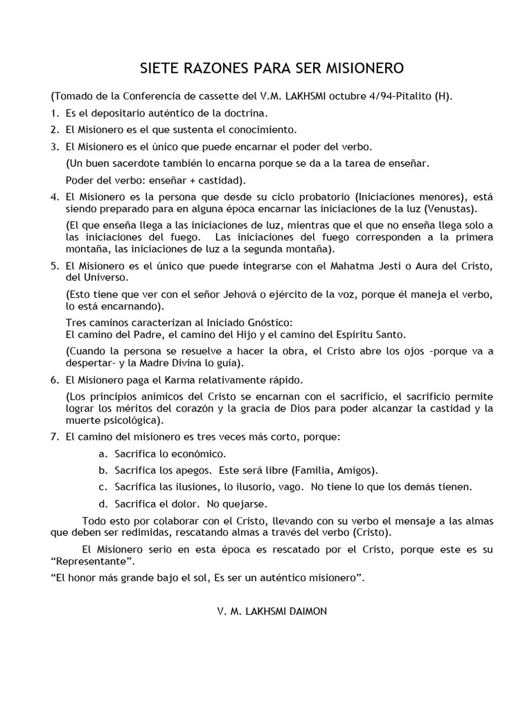 Las 7 Razones Para Ser Misionero | PDF