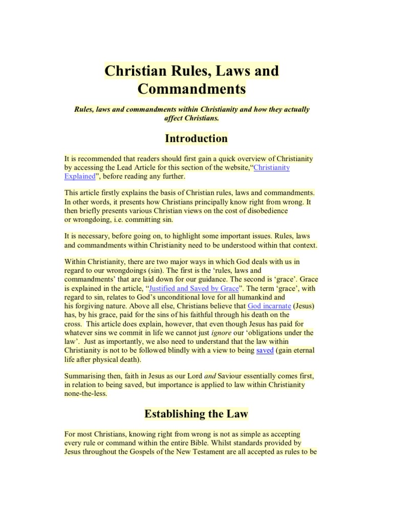 Christian Rules | PDF | Ten Commandments | Seven Deadly Sins
