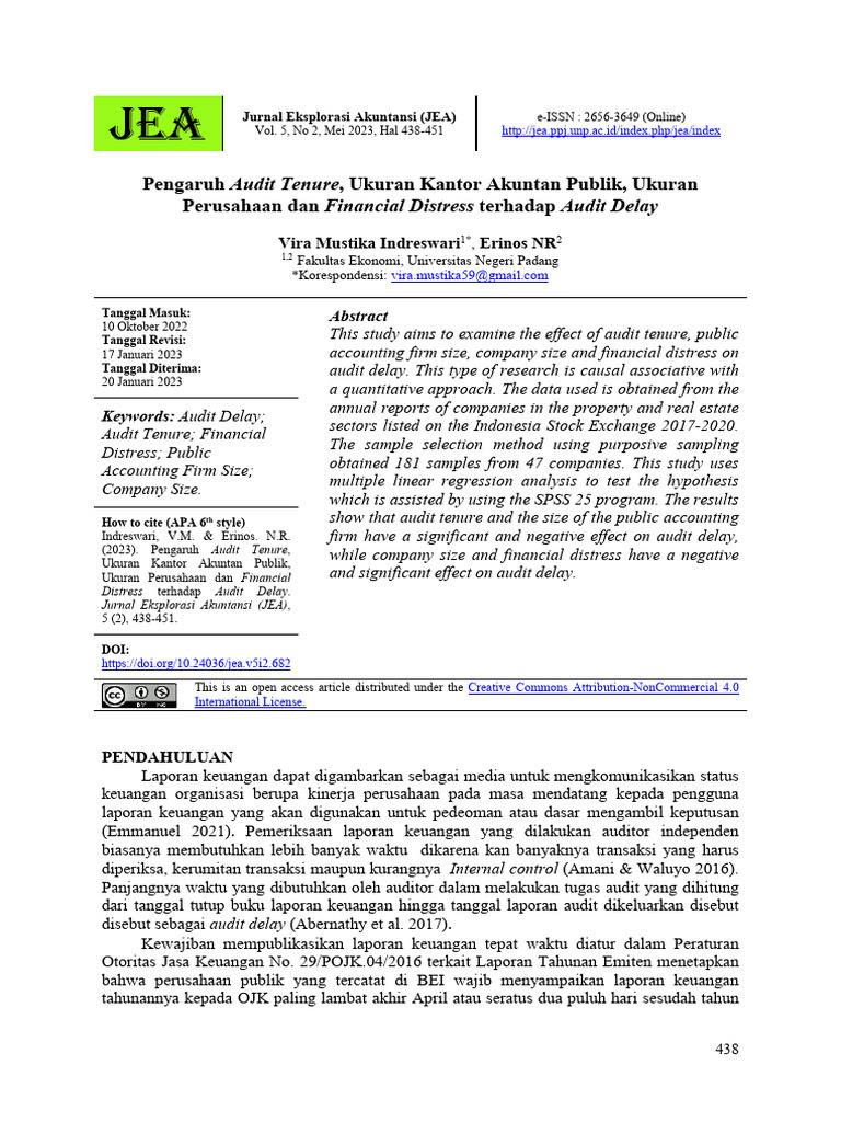 Pengaruh Audit Tenure, Ukuran Kantor Akuntan Publik, Ukuran Perusahaan ...