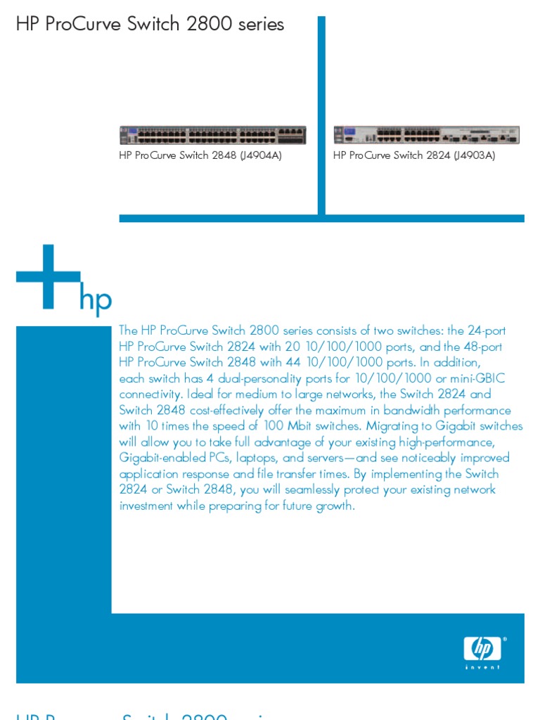 HP ProCurve Switch 2800 Series | PDF | Network Switch | Port (Computer Networking)