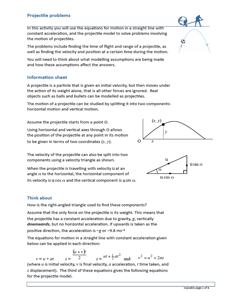 Projectile Motion Practice Exercises | PDF
