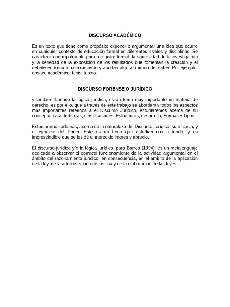 Discurso Academico | PDF