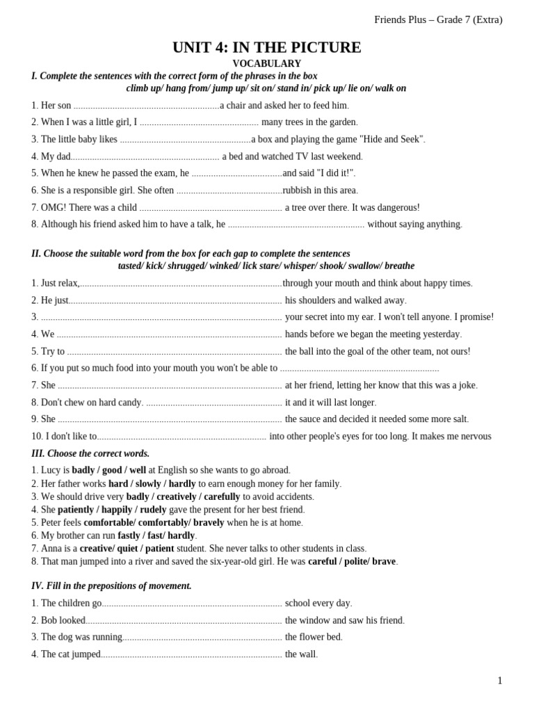 Unit 4 - Extra-Friends Plus - Grade 7 | PDF | Flood