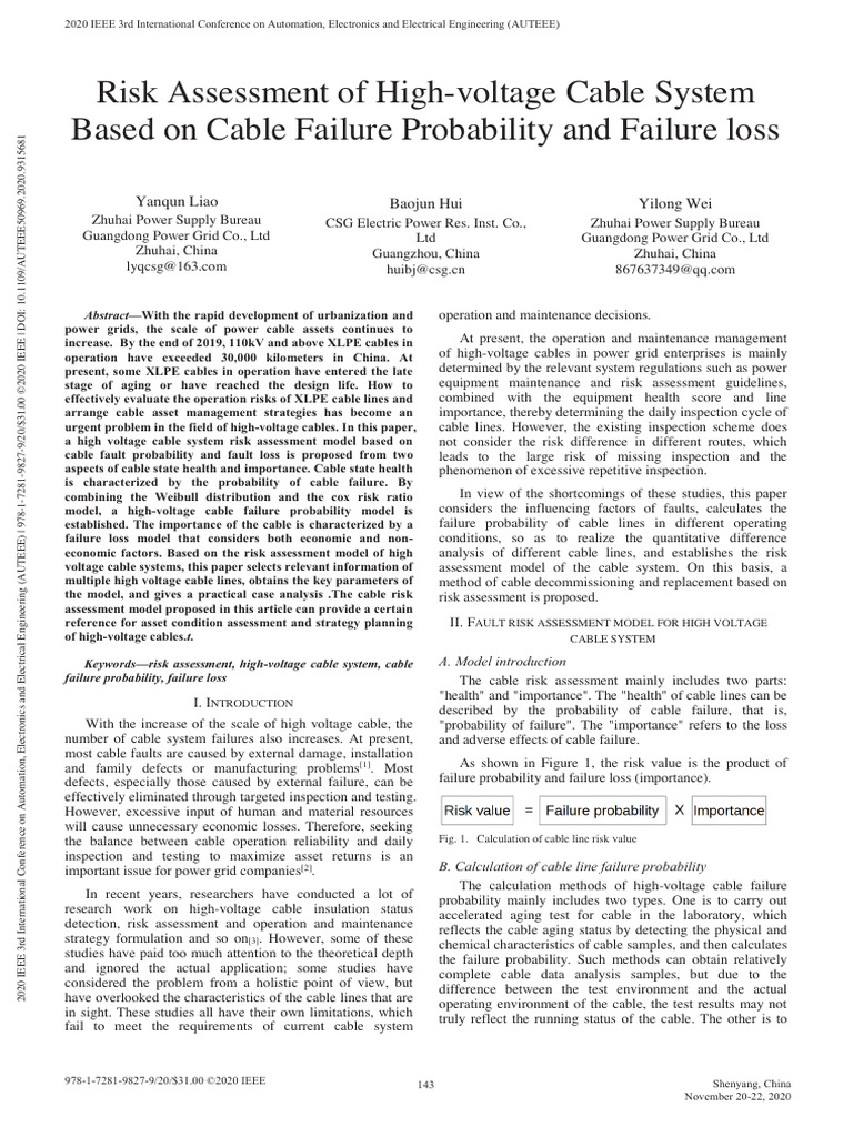 Risk Assessment of High-Voltage Cable System | PDF