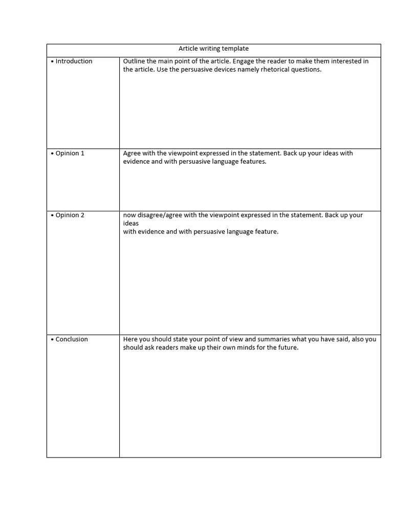 Article Writing Template | PDF