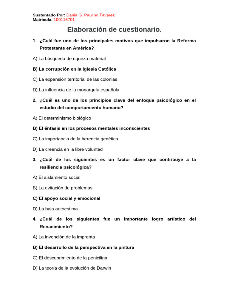 Elaboración de cuestionario | PDF