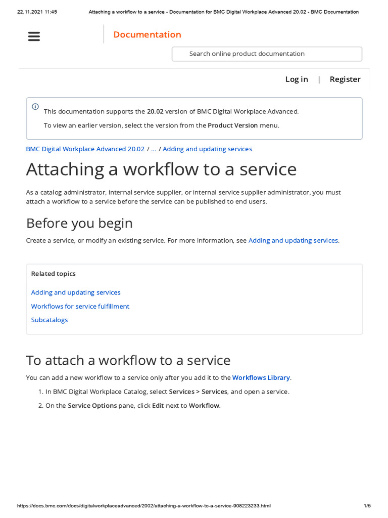 Attaching A Workflow To A Service - Documentation For BMC Digital Workplace Advanced 20.02 - BMC ...