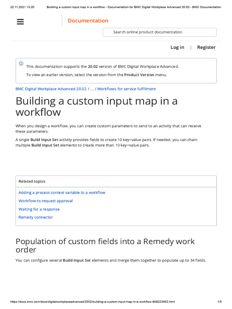 Building A Custom Input Map in A Workflow - Documentation For BMC ...