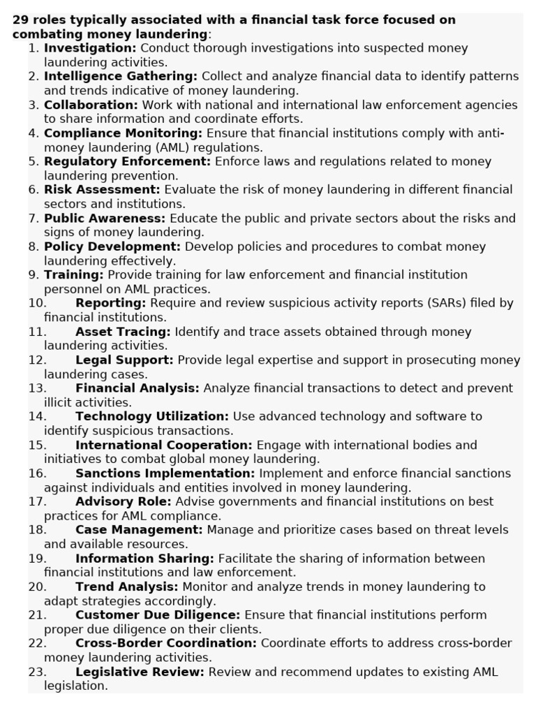 29 Roles of Fin Task Force | PDF