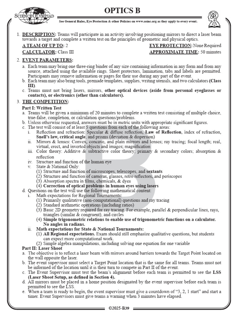 Optics Rules 2025 | PDF | Optics | Technology & Engineering