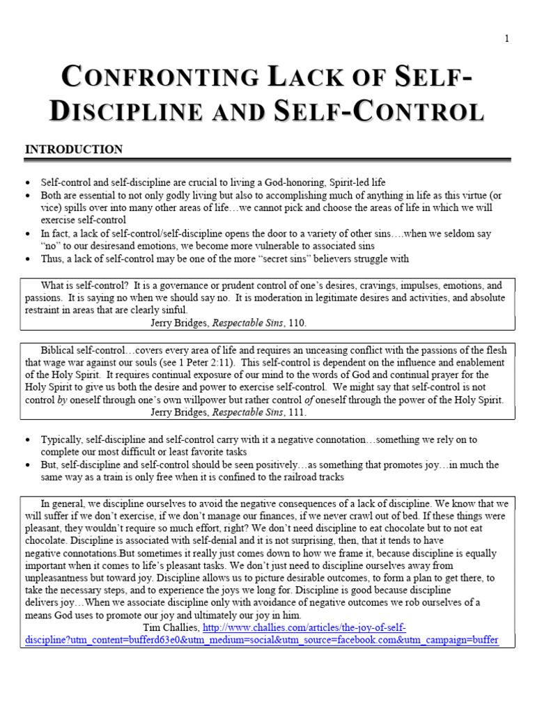 Class 6 Confronting Lack of Self Control | PDF