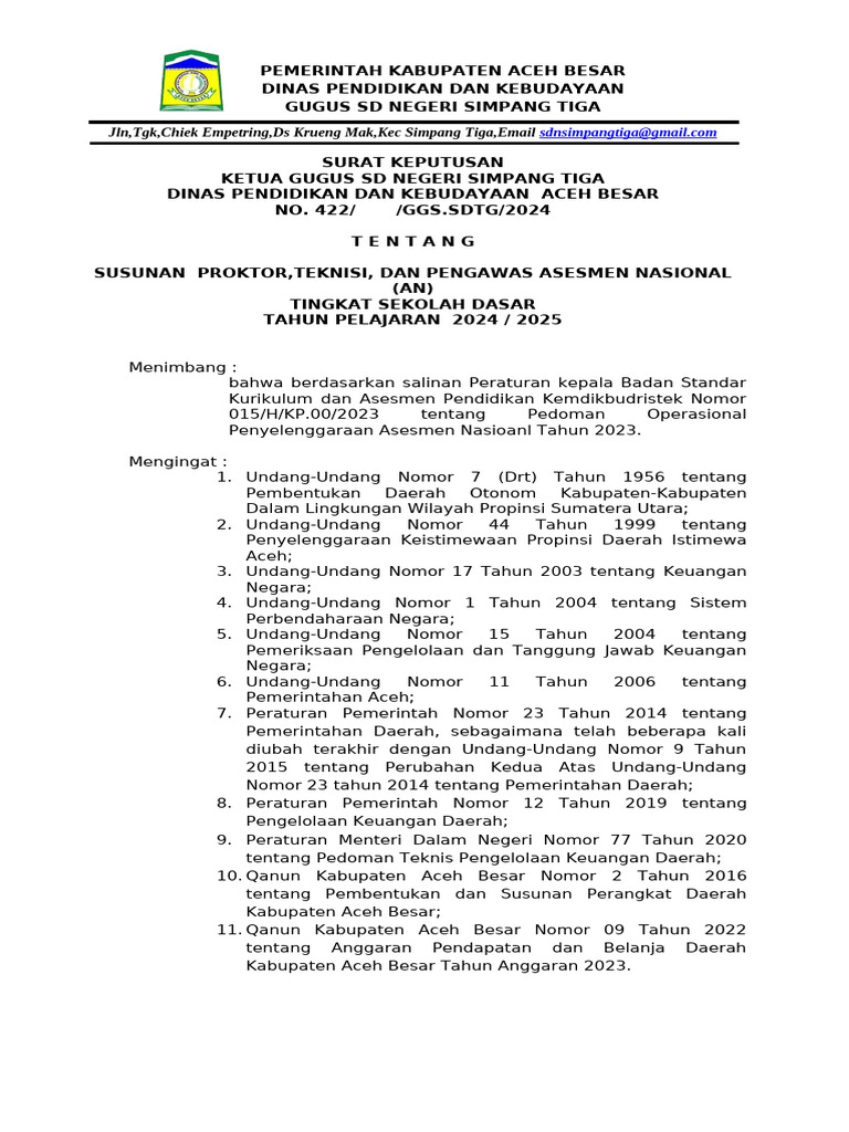 Sk-Proktor-Teknisi-Pengawas An - 2024 | PDF