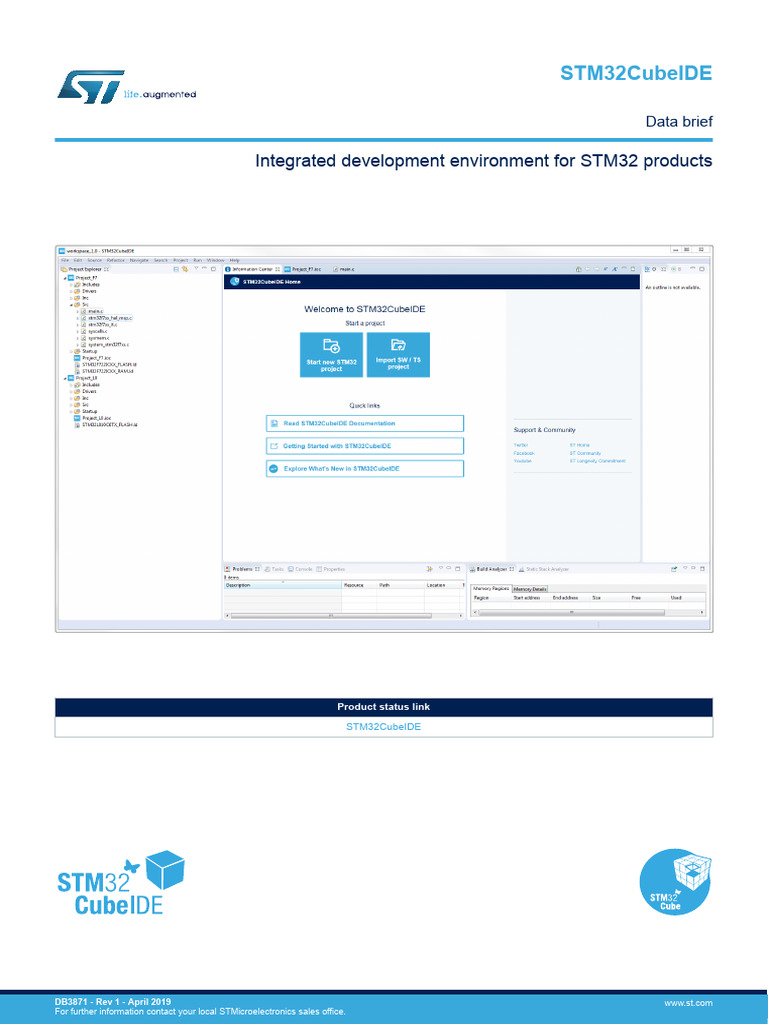 Data Brief - STM32CubeIDE - Integrated Development Environment For STM32 Products | PDF