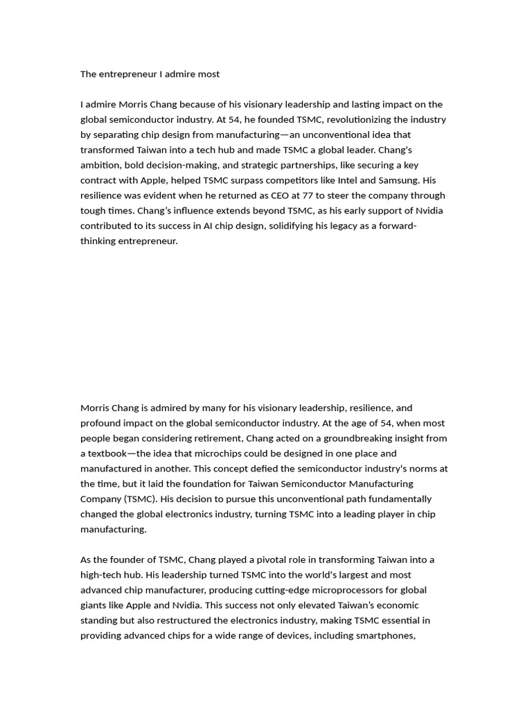 The Entrepreneur I Admire Most | PDF