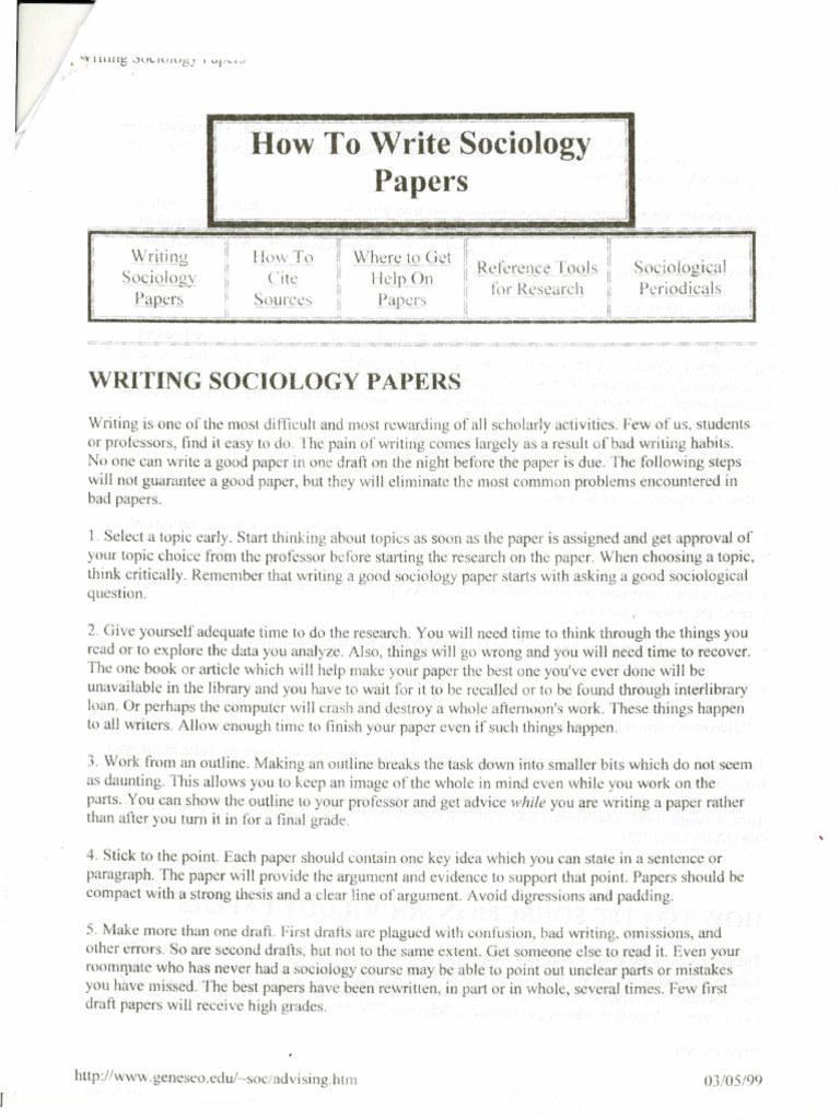 How To Write Sociology Papers | PDF