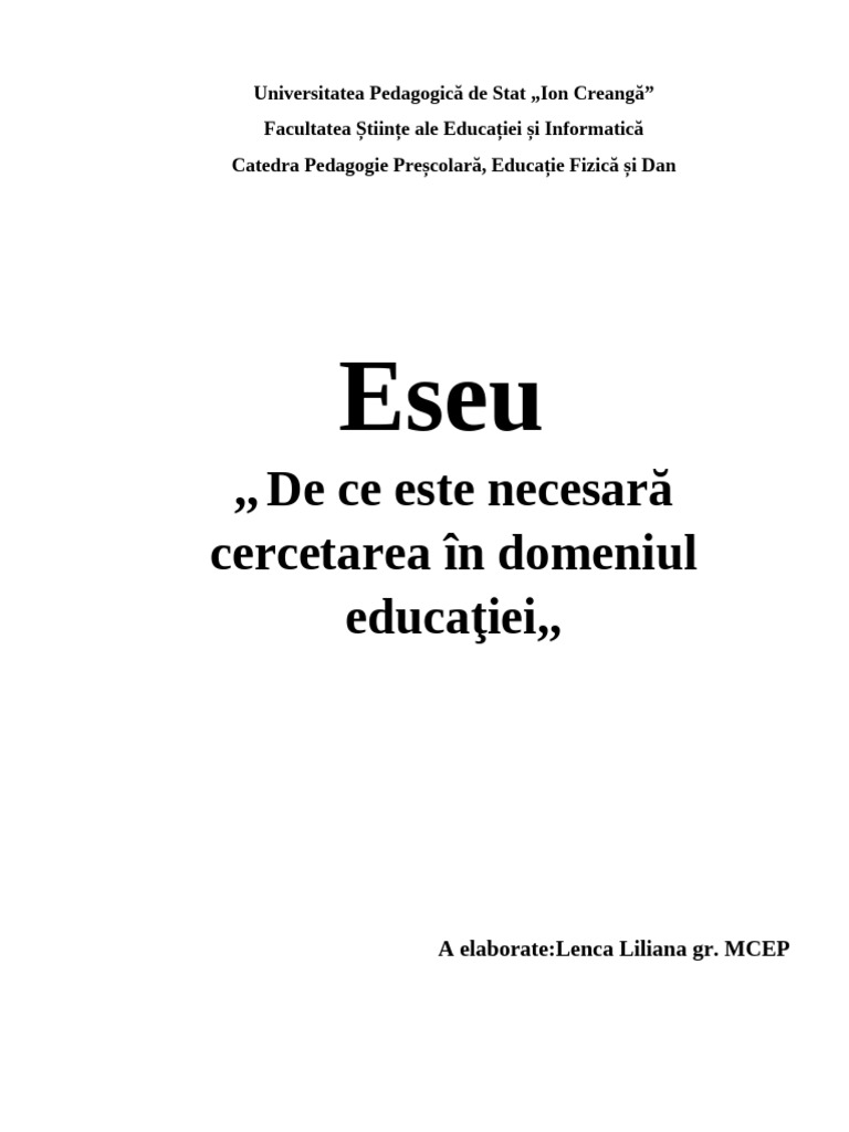 Cercetarea Pedagogică - ESEU | PDF
