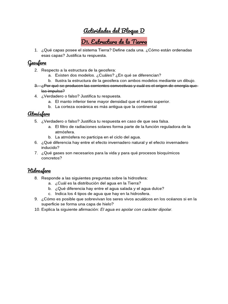 Actividades Del Bloque D | PDF
