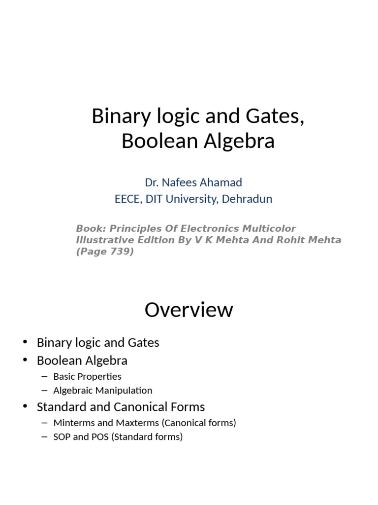 2 Logic Gates and Boolean Algebra | PDF