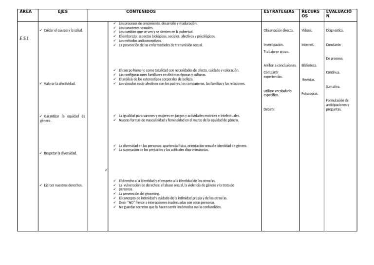 Esi Planificacion Por Ciclo | PDF