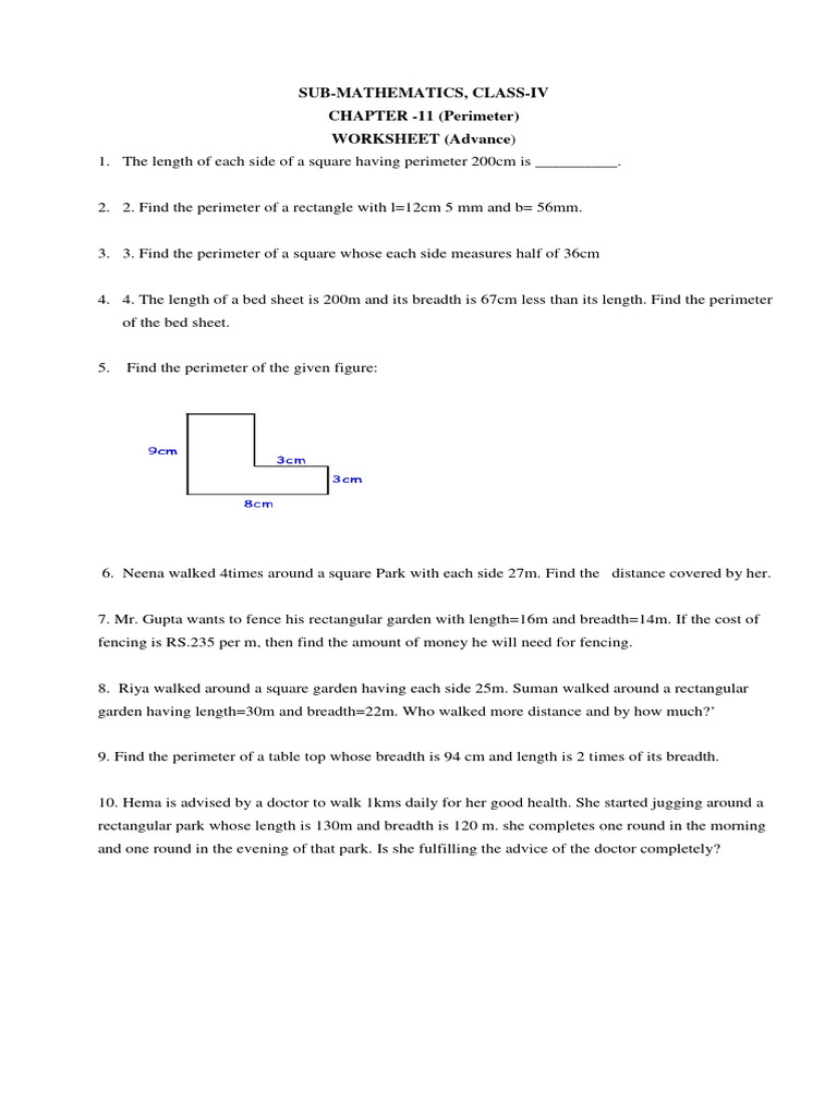 CLASS-4 MATHS CHAPTER-11 WORKSHEET (ADVANCE) | PDF