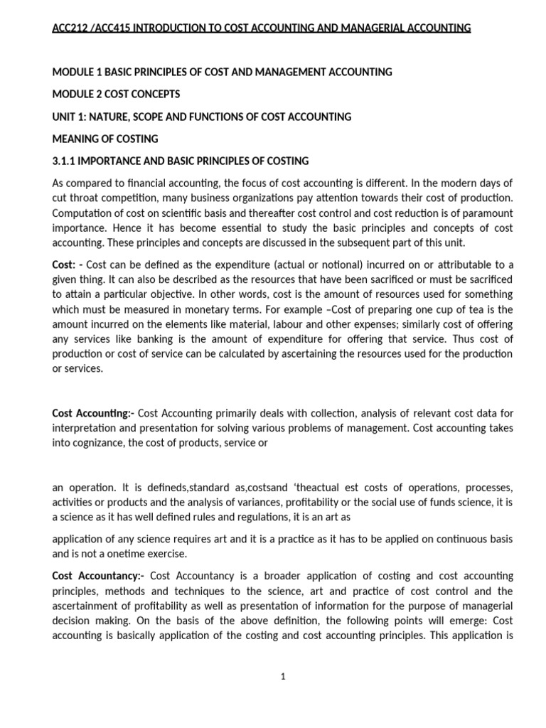 COST ACCOUNTING AND MANAGEMENT | PDF