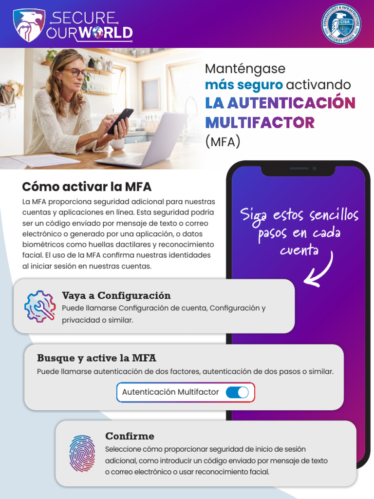 Secure Our World MFA Tip Sheet Spanish | PDF